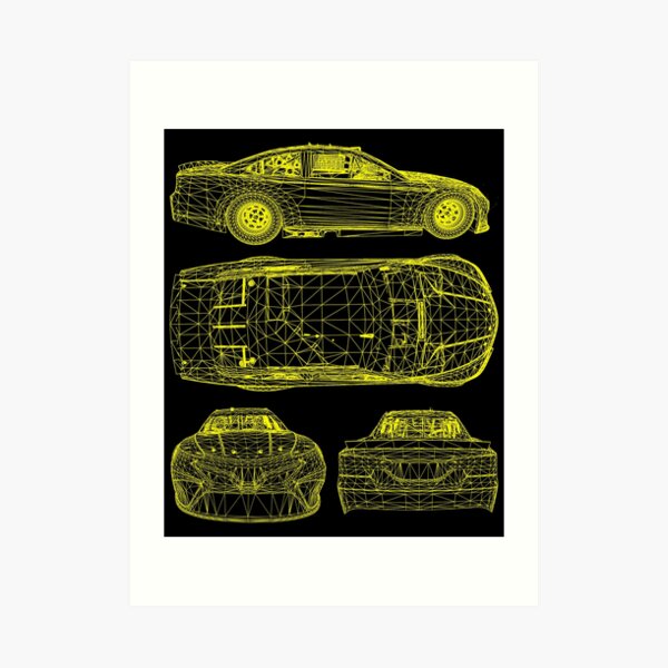 "Nascar Racing car Blueprint project Formula yellow engineering" Art ...