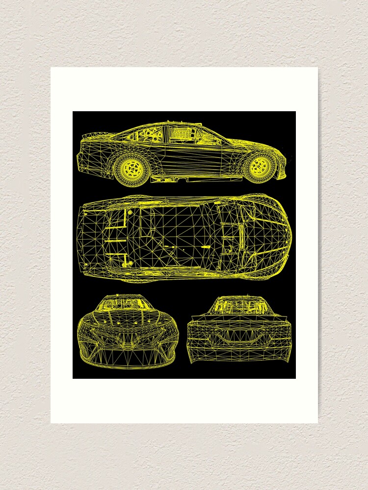 "Nascar Racing car Blueprint project Formula yellow engineering" Art ...