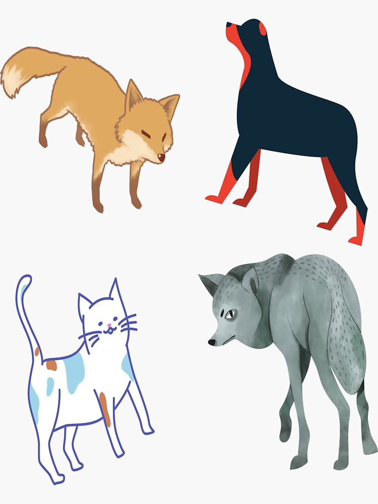 "4 Legged Creatures" Sticker for Sale by Clothium | Redbubble