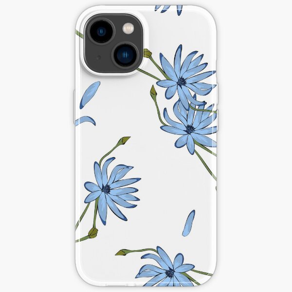 "Pattern with blue chicory flowers on a white background." iPhone Case ...