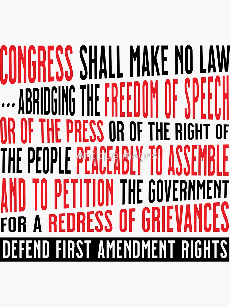 "First Amendment Rights Free Speech and Protest" Sticker for Sale by ...