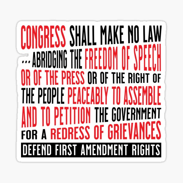 "First Amendment Rights Free Speech and Protest" Sticker for Sale by ...