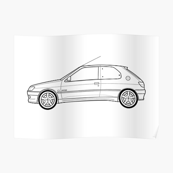 "Peugeot 306 GTI6 Outline Drawing" Poster by RJWautographics | Redbubble
