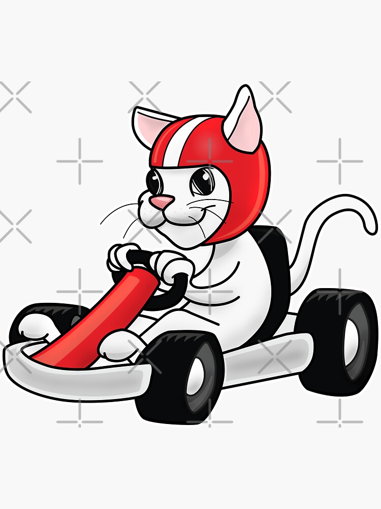 "Go Cart Cat - Cat driving car" Sticker for Sale by Theresthisthing ...