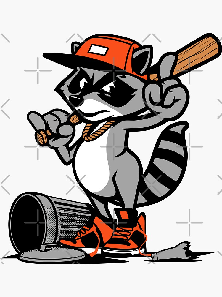 "Raccoon with baseball bat" Sticker by nickredone1 | Redbubble