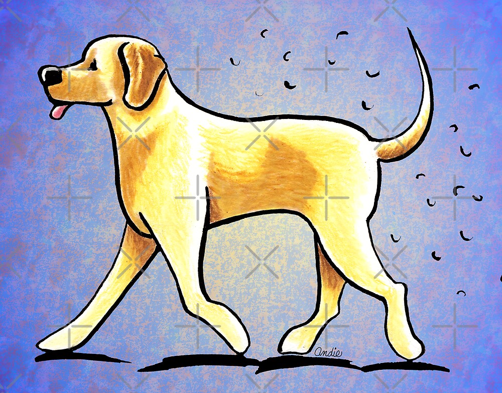 "Yellow Lab Shedding Dog Hair Blue" by offleashart | Redbubble