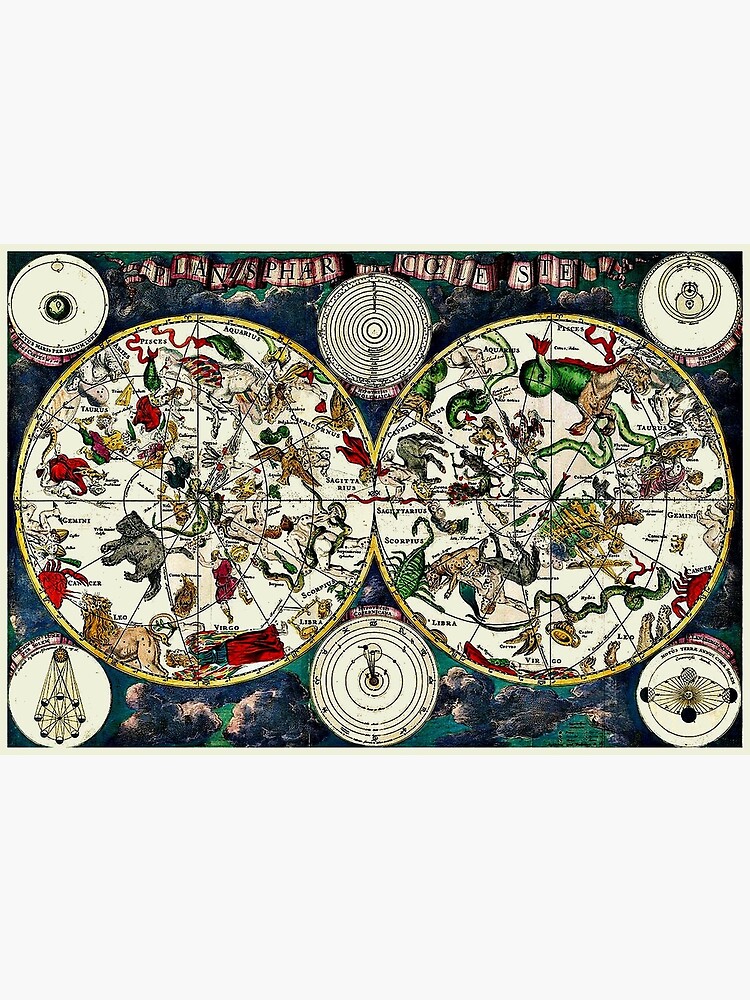 "STAR MAP : Medieval Vintage Constellations Animated Print" Poster by ...