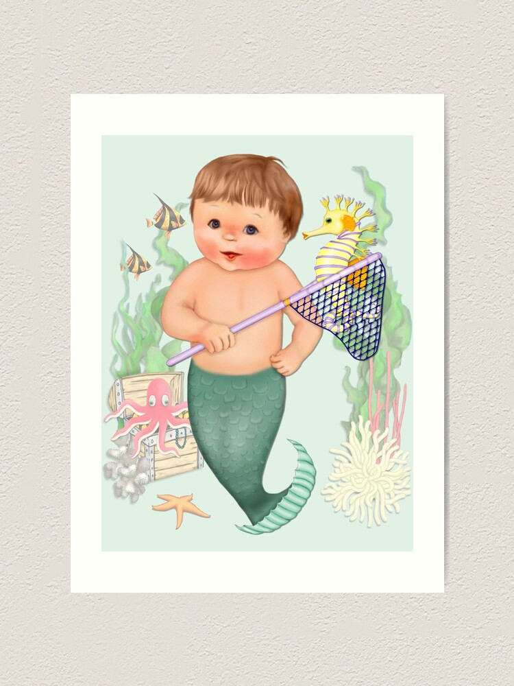 "Under The Sea Little Merboy " Art Print by SpiceTree | Redbubble