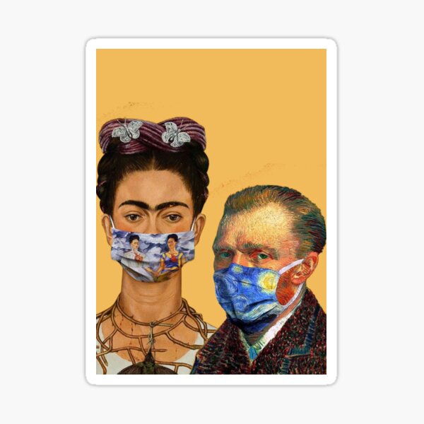 Pegatina «Van Gogh y Frida Kahlo con máscaras» de Kesoo | Redbubble
