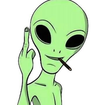 "Green Alien Middle Finger" Sticker for Sale by TrippyDoug | Redbubble