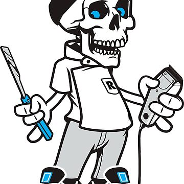 "Skeleton Barber" Sticker for Sale by Nick Krav | Redbubble