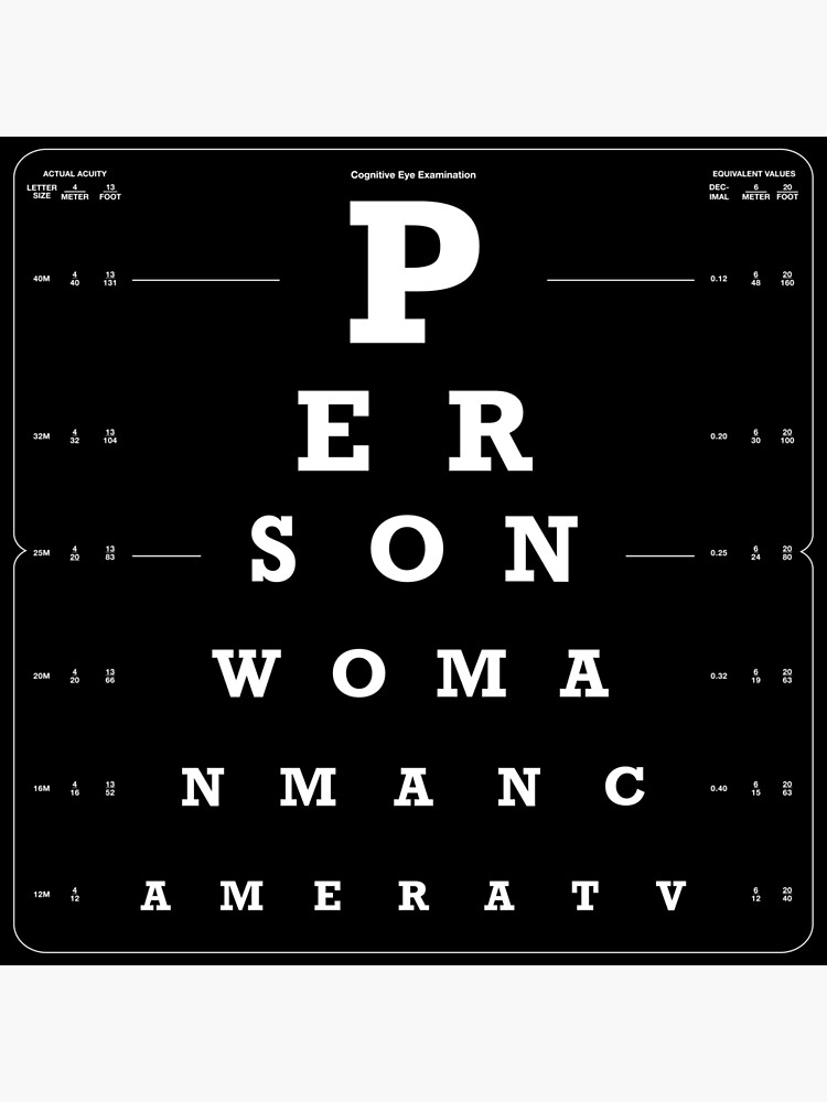 "Funny Eye Test: Person Woman Man Camera TV" Poster by Civil-Woke ...