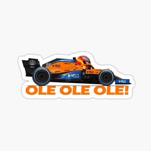 "Car.toon Carlos Sainz - Ole Ole Ole - McLaren MCL35" Sticker for Sale ...