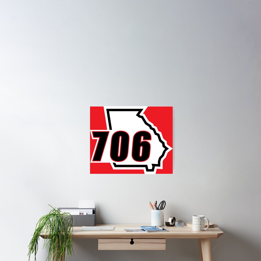 "Red & Black Georgia 706 Area Code on Red" Poster for Sale by SleepyLab ...