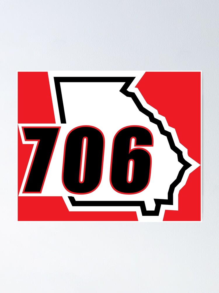"Red & Black Georgia 706 Area Code on Red" Poster for Sale by SleepyLab ...