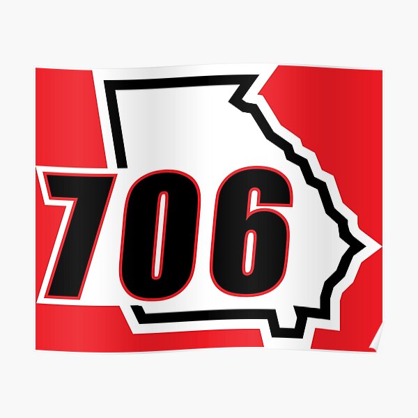 "Red & Black Georgia 706 Area Code on Red" Poster for Sale by SleepyLab ...
