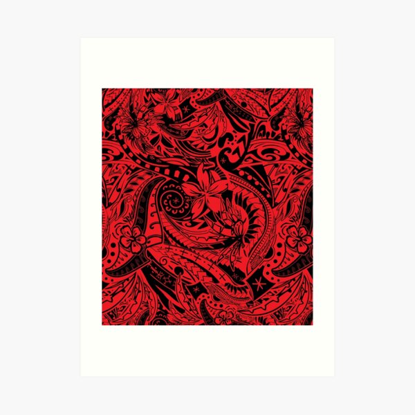 "Hawaiian - Samoan - Polynesian Tribal Red Print" Art Print for Sale by ...