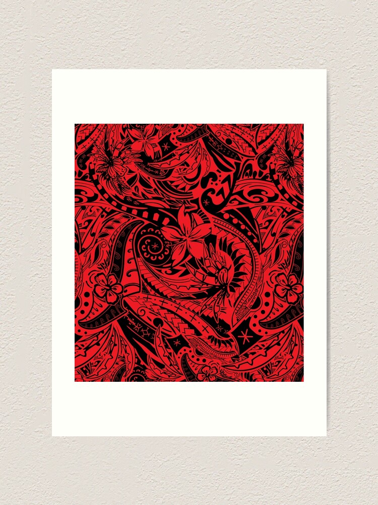 "Hawaiian - Samoan - Polynesian Tribal Red Print" Art Print for Sale by ...
