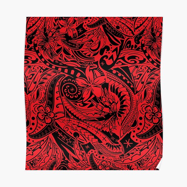 "Hawaiian - Samoan - Polynesian Tribal Red Print" Poster for Sale by ...