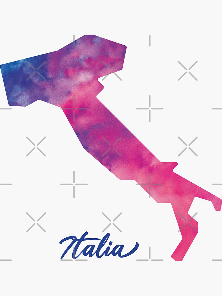 "Italia (Italy) Map in Watercolor (Purple, Blue and Pink)" Sticker for ...