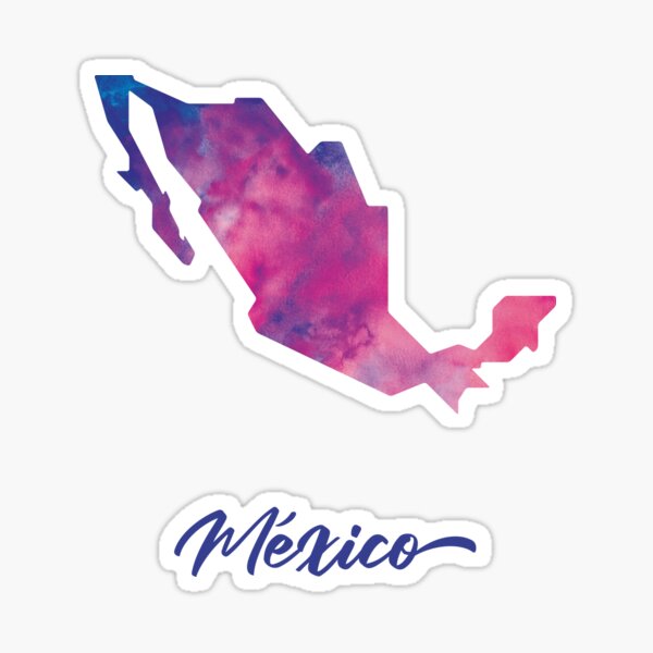 "México Map in Watercolor (Purple, Blue and Pink)" Sticker by ...