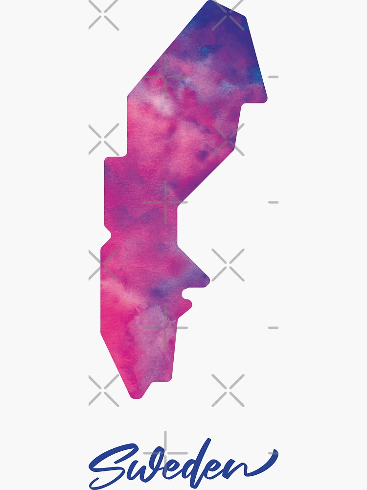 "Sweden Map in Watercolor (Purple, Blue and Pink)" Sticker for Sale by ...
