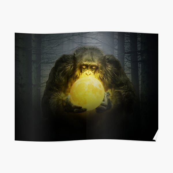 "Gorilla Moon" Poster by StashaGindra | Redbubble