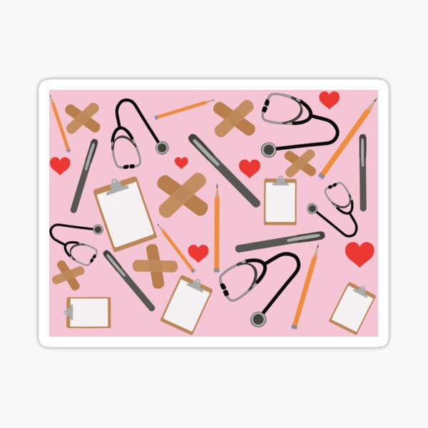 "nurse, school nurse back to school fun supplies with pink background ...