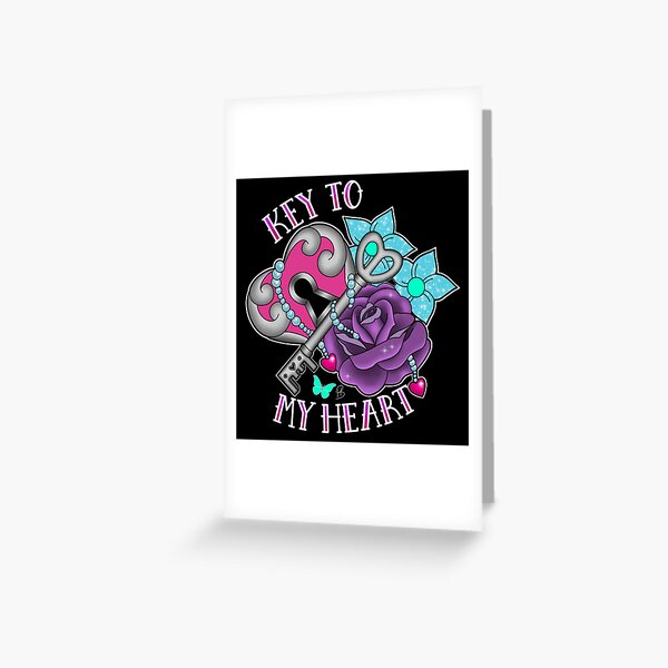 "Key To My Heart Lock and Key Rose Tattoo " Greeting Card for Sale by ...