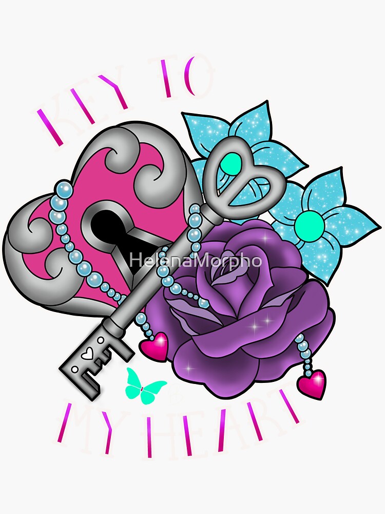 "Key To My Heart Lock and Key Rose Tattoo " Sticker for Sale by ...