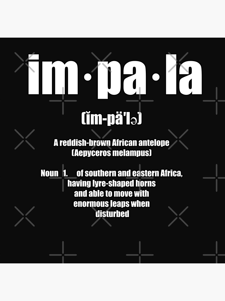 "Impala Definition Text Black & White letters" Art Print for Sale by ...