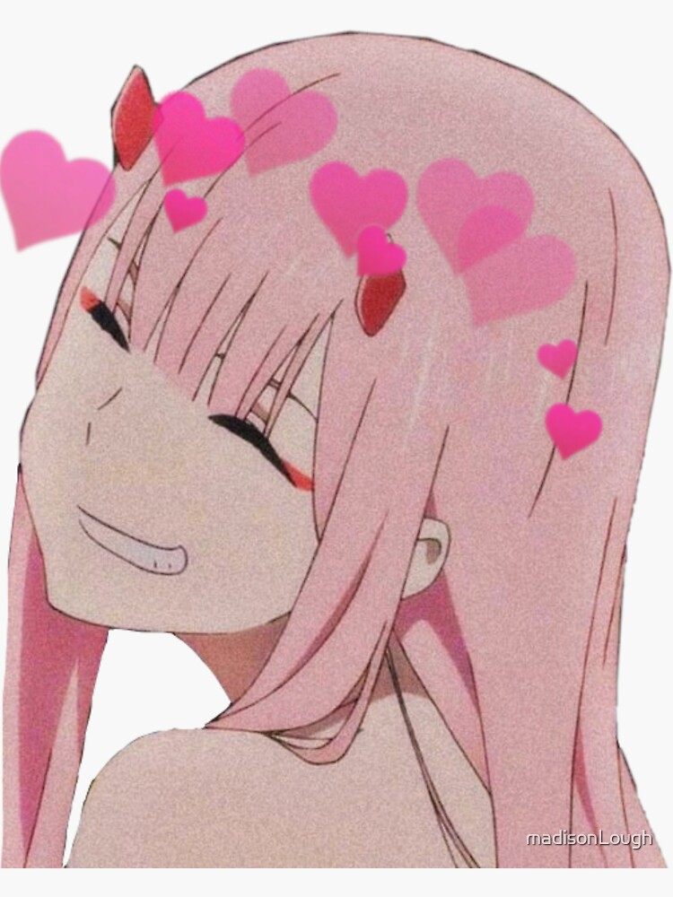 "Zero two with hearts (Darling in the Franxx)" Sticker for Sale by ...