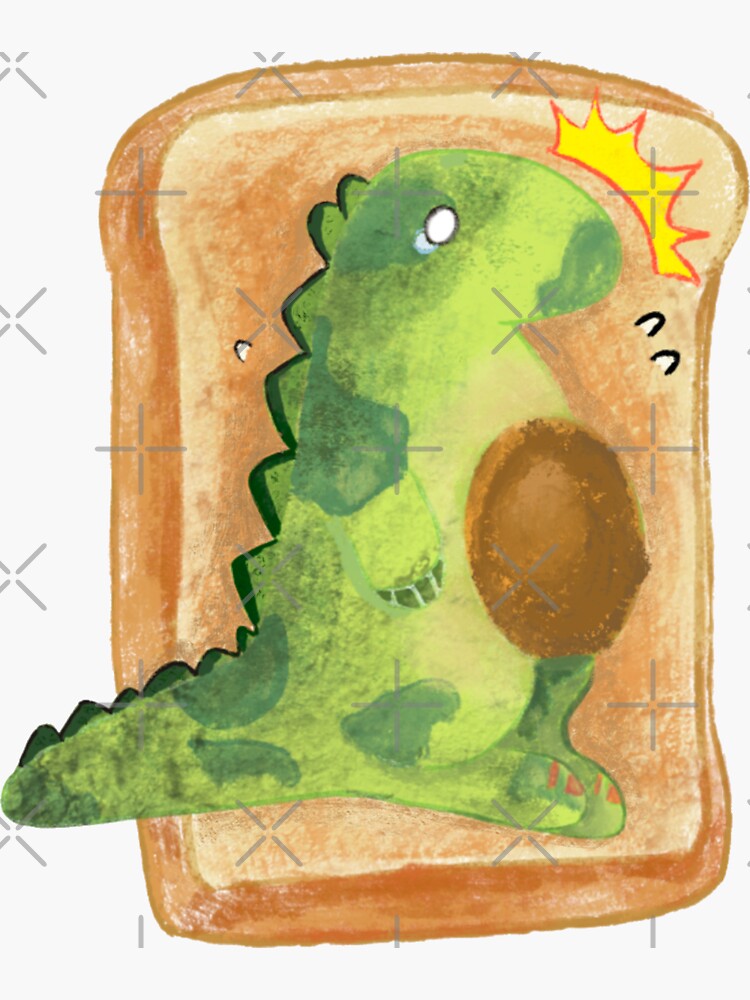"Cute Green Dinosaur Avocado Toast" Sticker for Sale by ItzSimple ...