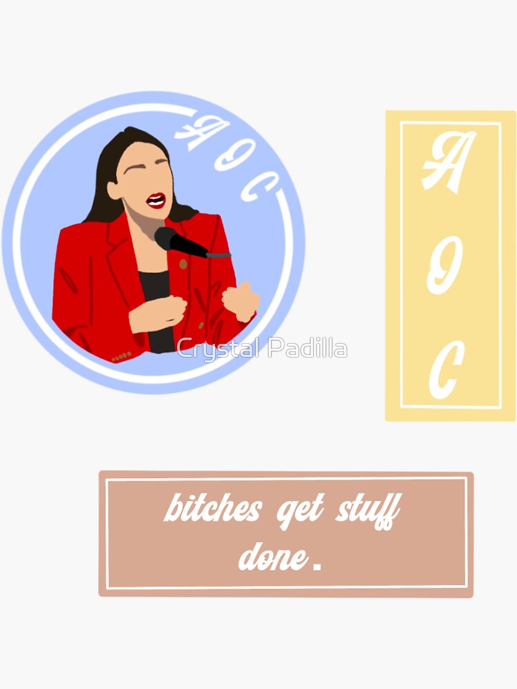 "AOC (alexandria ocasio-cortez)" Sticker for Sale by crystalilla ...