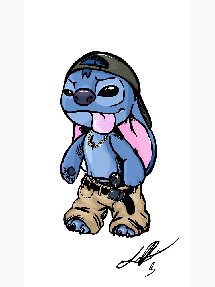 "Stitch the rapper" Sticker by Justshrewit | Redbubble