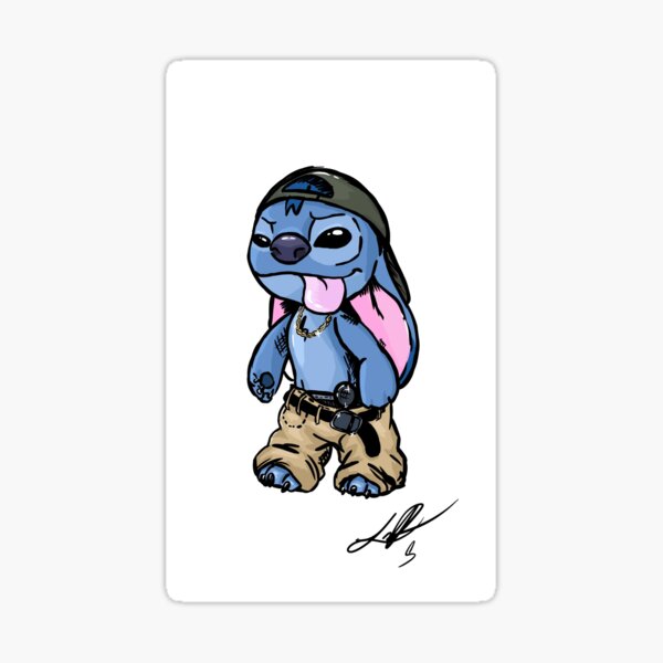 "Stitch the rapper" Sticker by Justshrewit | Redbubble