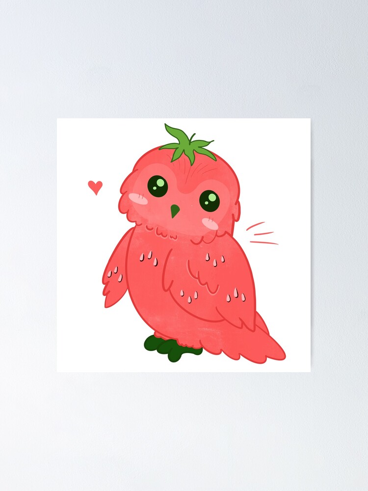 "Strawberry Owl" Poster for Sale by Kyla Nita | Redbubble