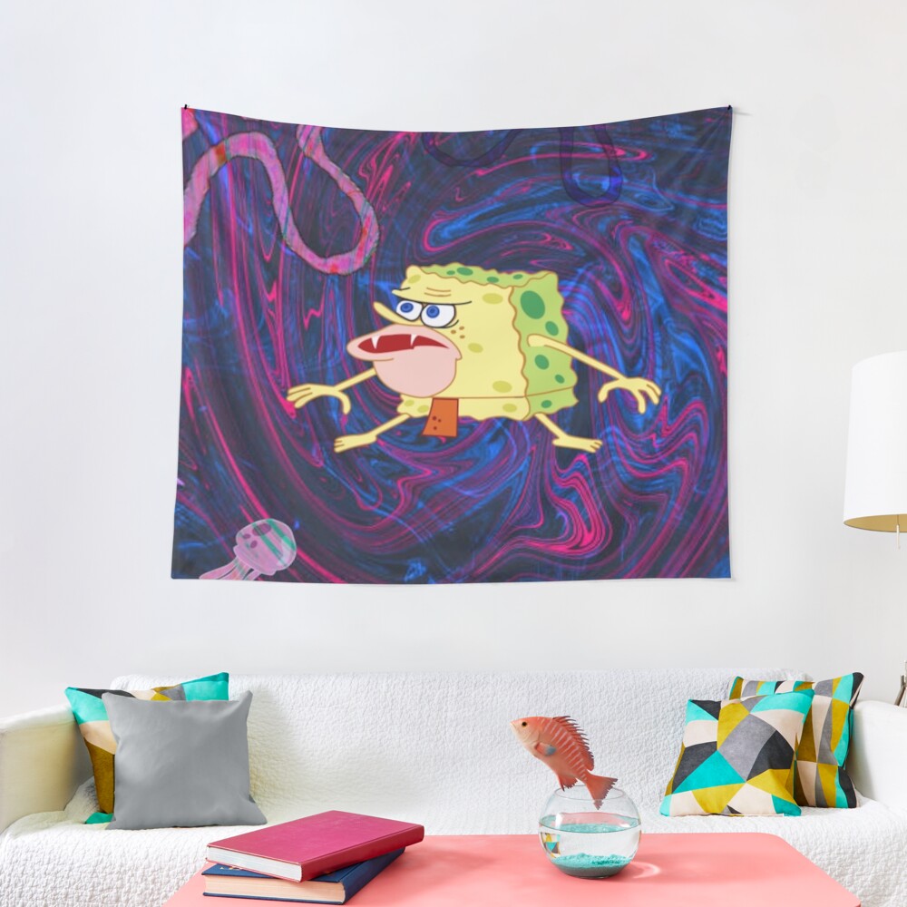 "Trippy Caveman SpongeBob Tapestry" Tapestry for Sale by ...