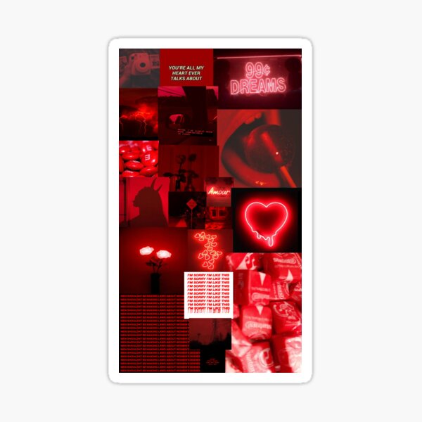 "red aesthetic collage" Sticker by lilacstickerss | Redbubble