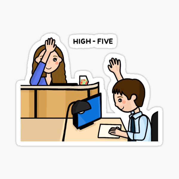 The Office Jim And Pam High Five Sticker For Sale By Cutermelon Redbubble