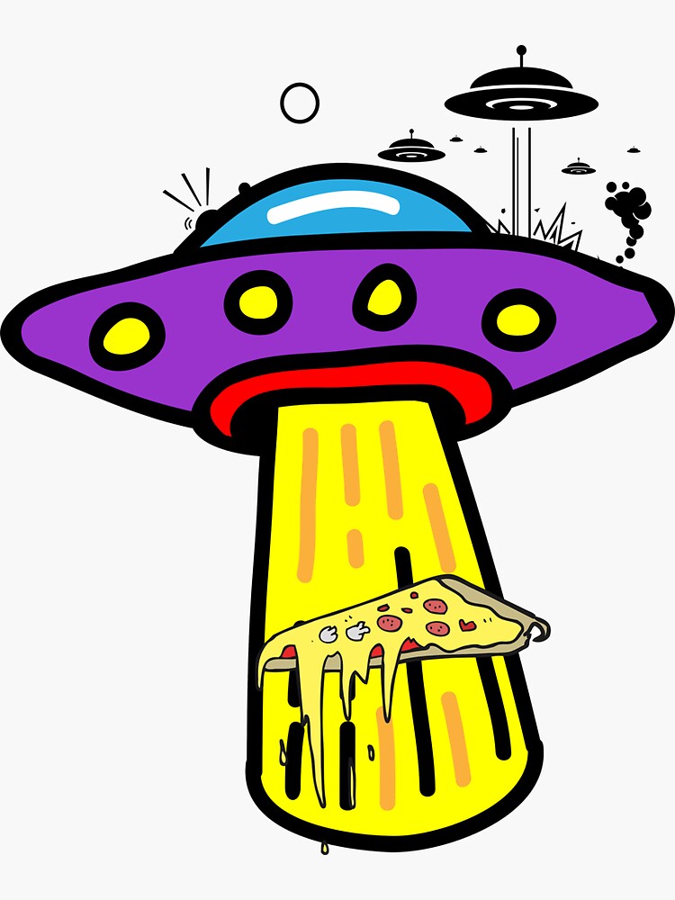 "Cute Alien Eating Pizza" Sticker for Sale by Kromphon | Redbubble