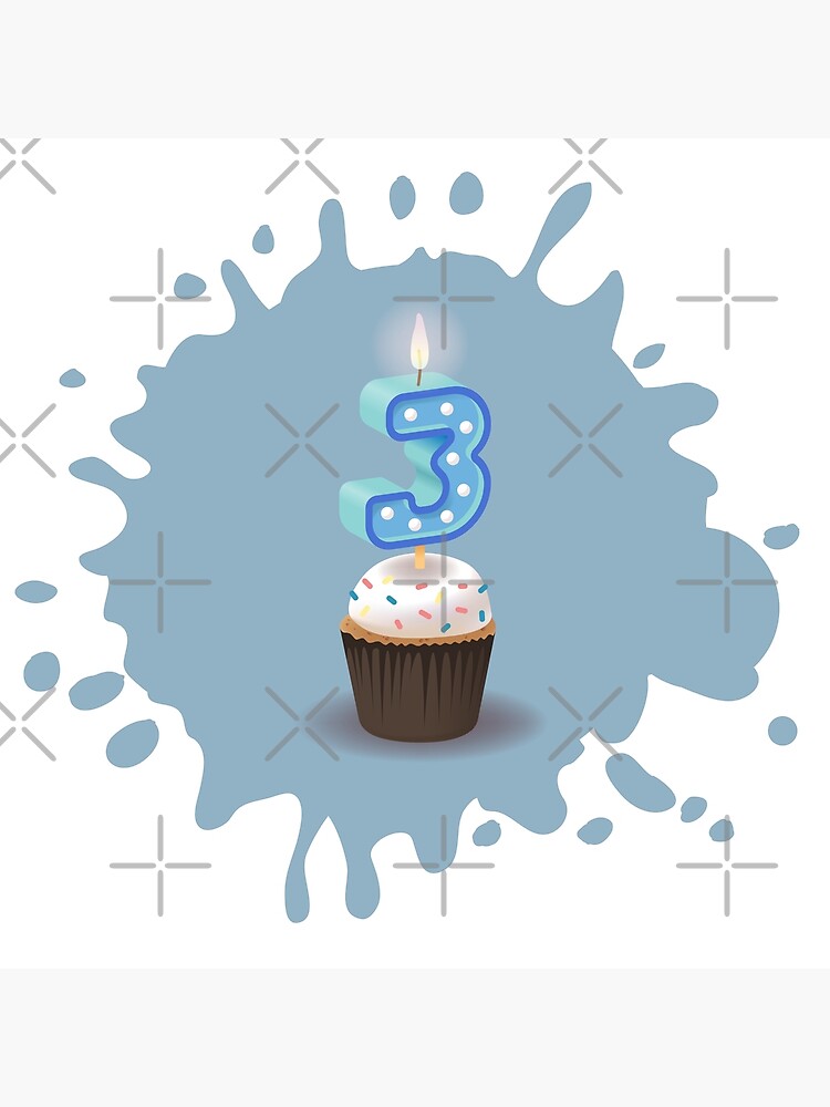 "Happy second birthday number 3 muffin three years birthday card ...