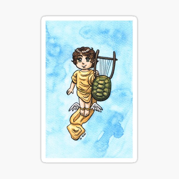 "Hermes and the tortoise lyre" Sticker for Sale by CloudyCreativa ...