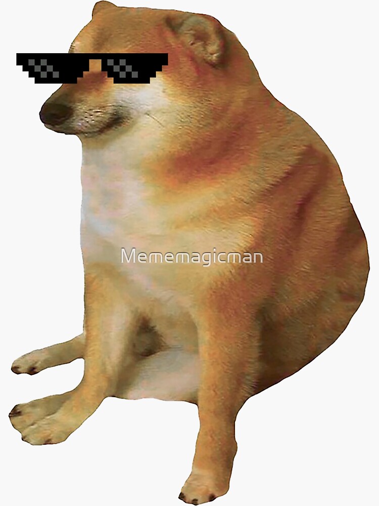 "Cheems in pixel sunglasses" Sticker by Mememagicman | Redbubble