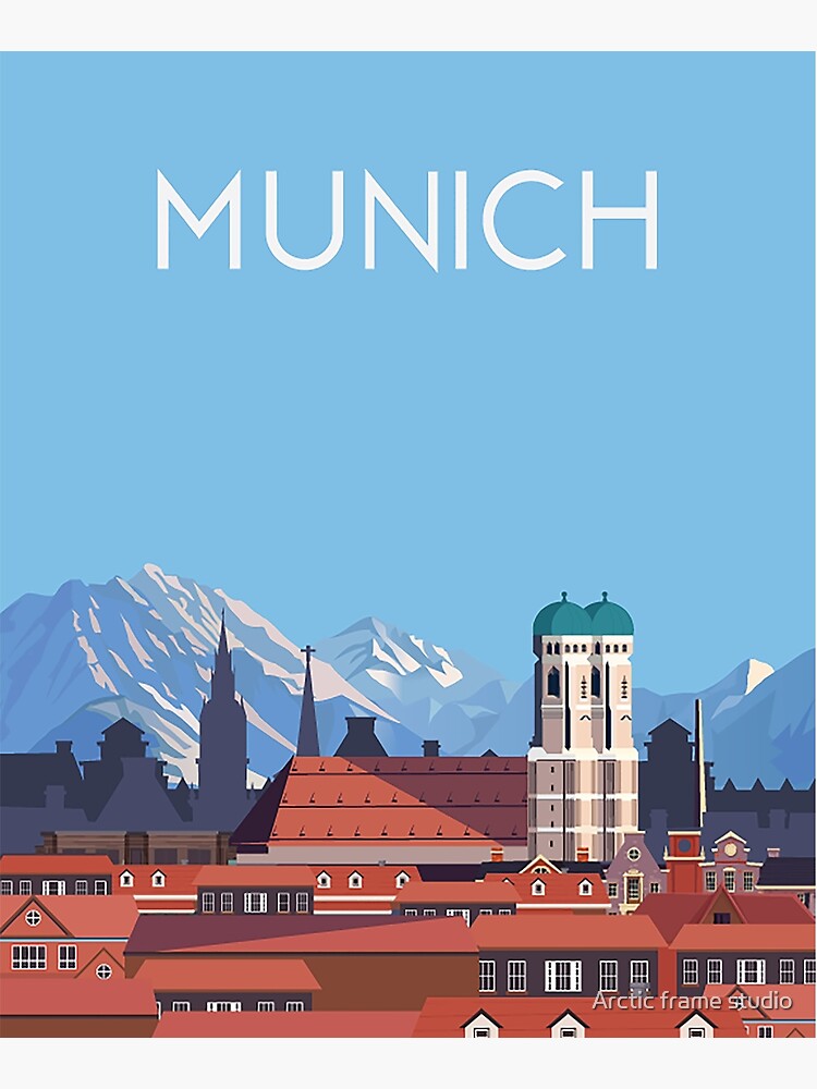 "Munich Germany city travel poster " Mounted Print for Sale by ...