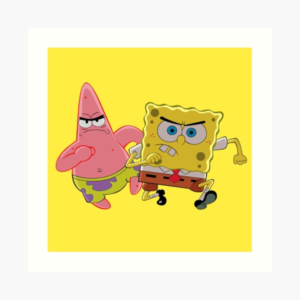 "spongebob patrick chasing angry meme sticker " Art Print by Grace-Cop ...