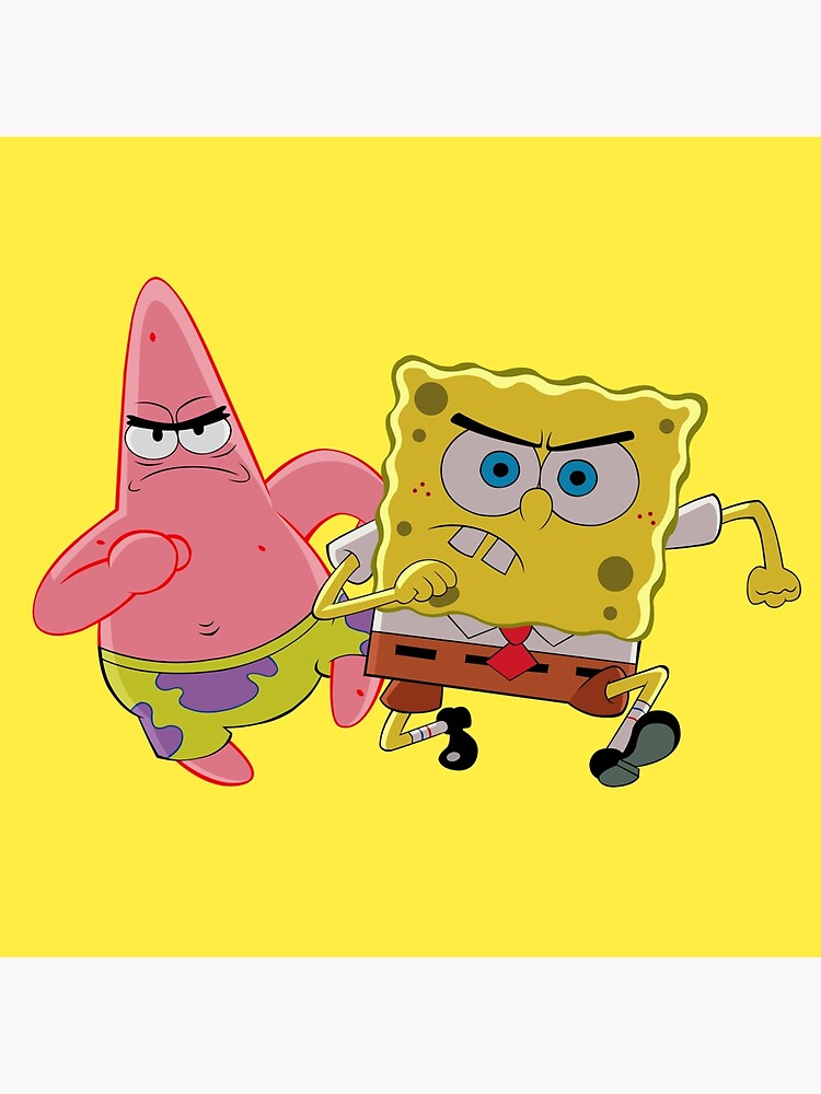 "spongebob patrick chasing angry meme sticker " Poster by Grace-Cop ...