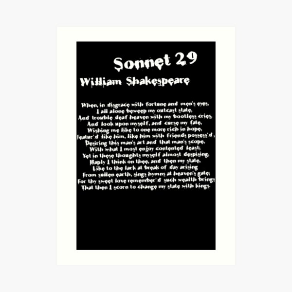 "William Shakespeare Sonnet 29 Grunge T Shirt" Art Print by bitsnbobs ...