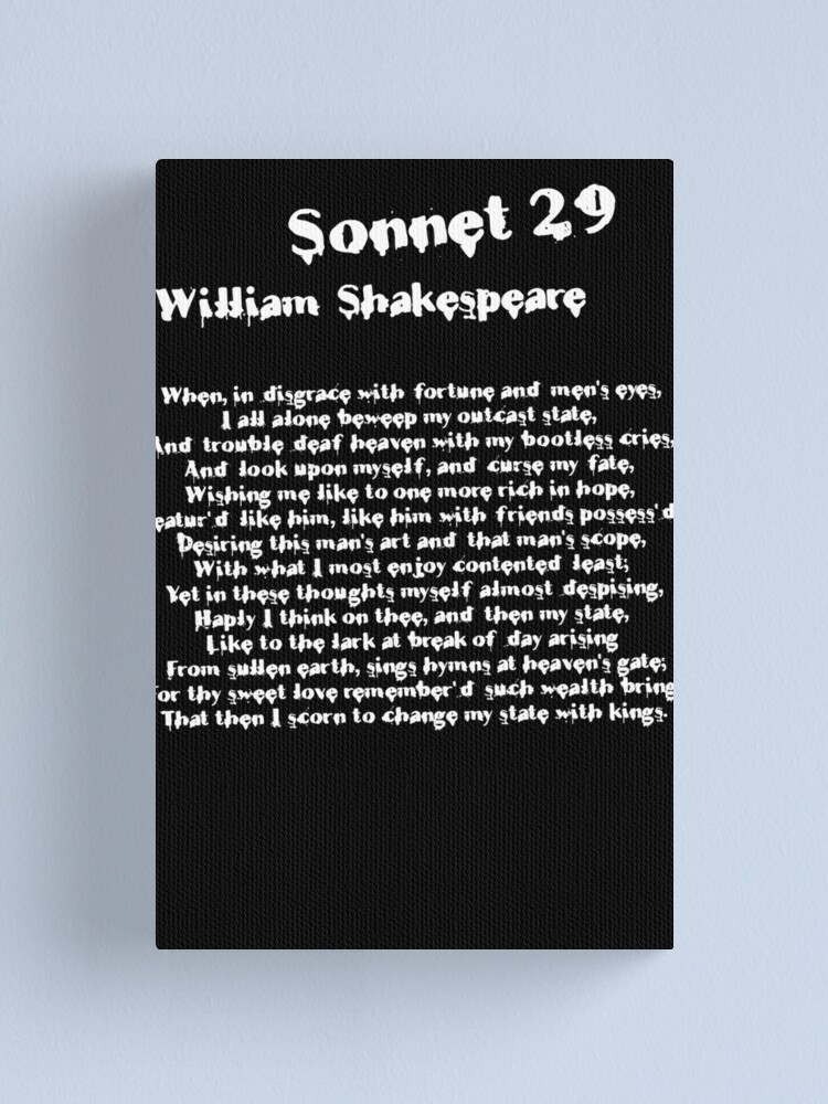 "William Shakespeare Sonnet 29 Grunge T Shirt" Canvas Print for Sale by ...