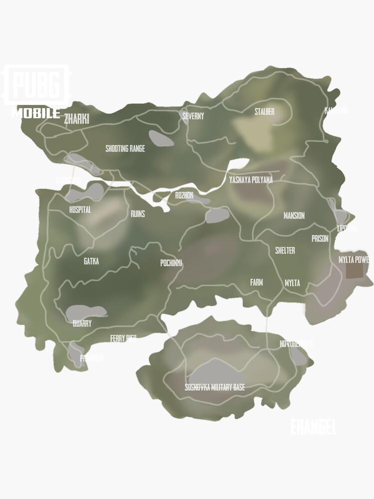 "Erangel Map -Pubg-" Sticker for Sale by Engin1881 | Redbubble